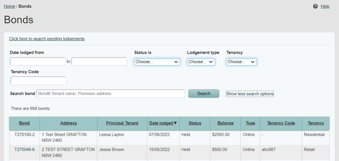 Help Detail - Manage Online Bonds